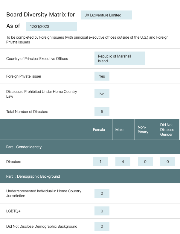 BOARD DIVERSITY MATRIX 2023 - 金铉集团